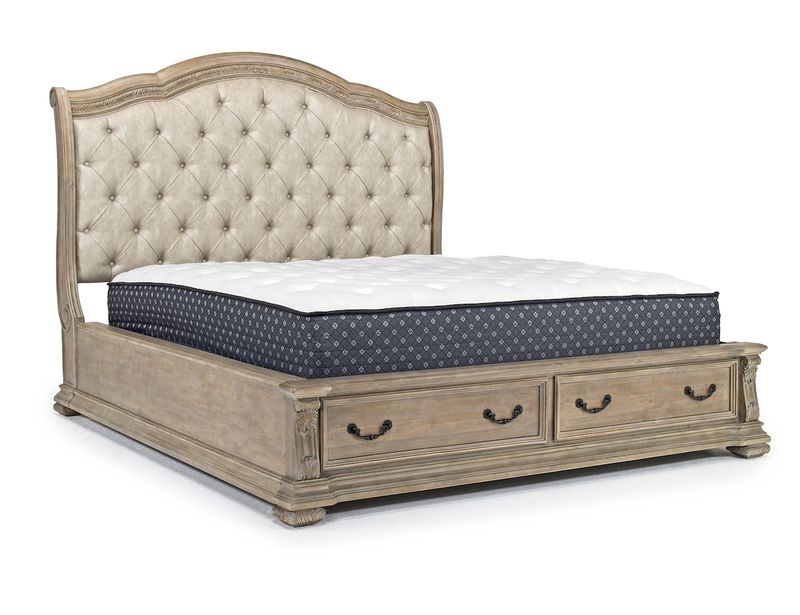 Upholstered sleigh bed with storage store