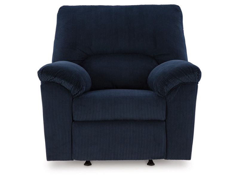 Simple Joy Rocker Recliner in Navy | Mor Furniture